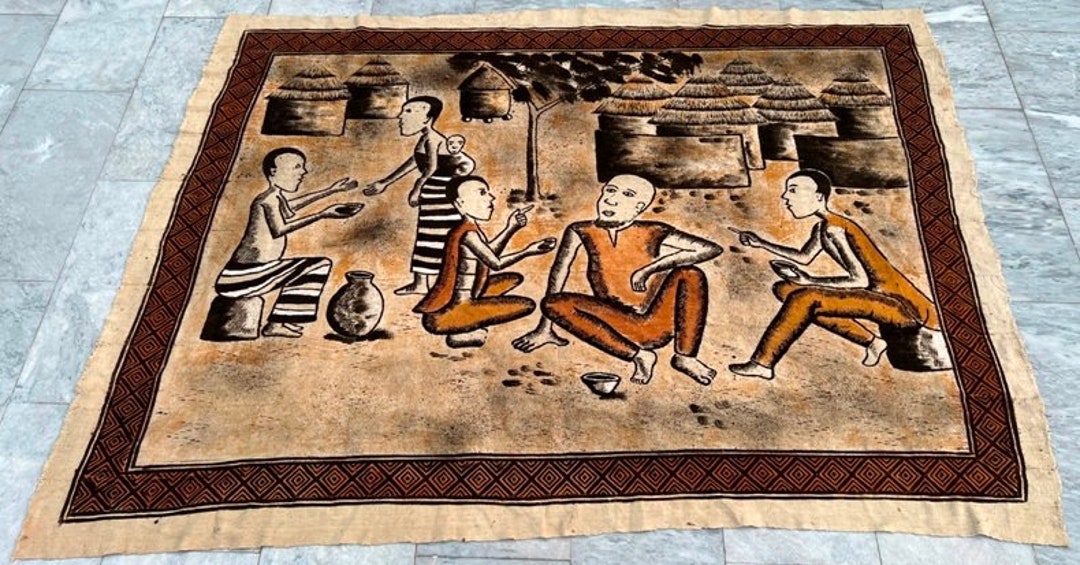 Antique African Tapestry, Hand Painting, Pictorial Tapestry, Wall ...