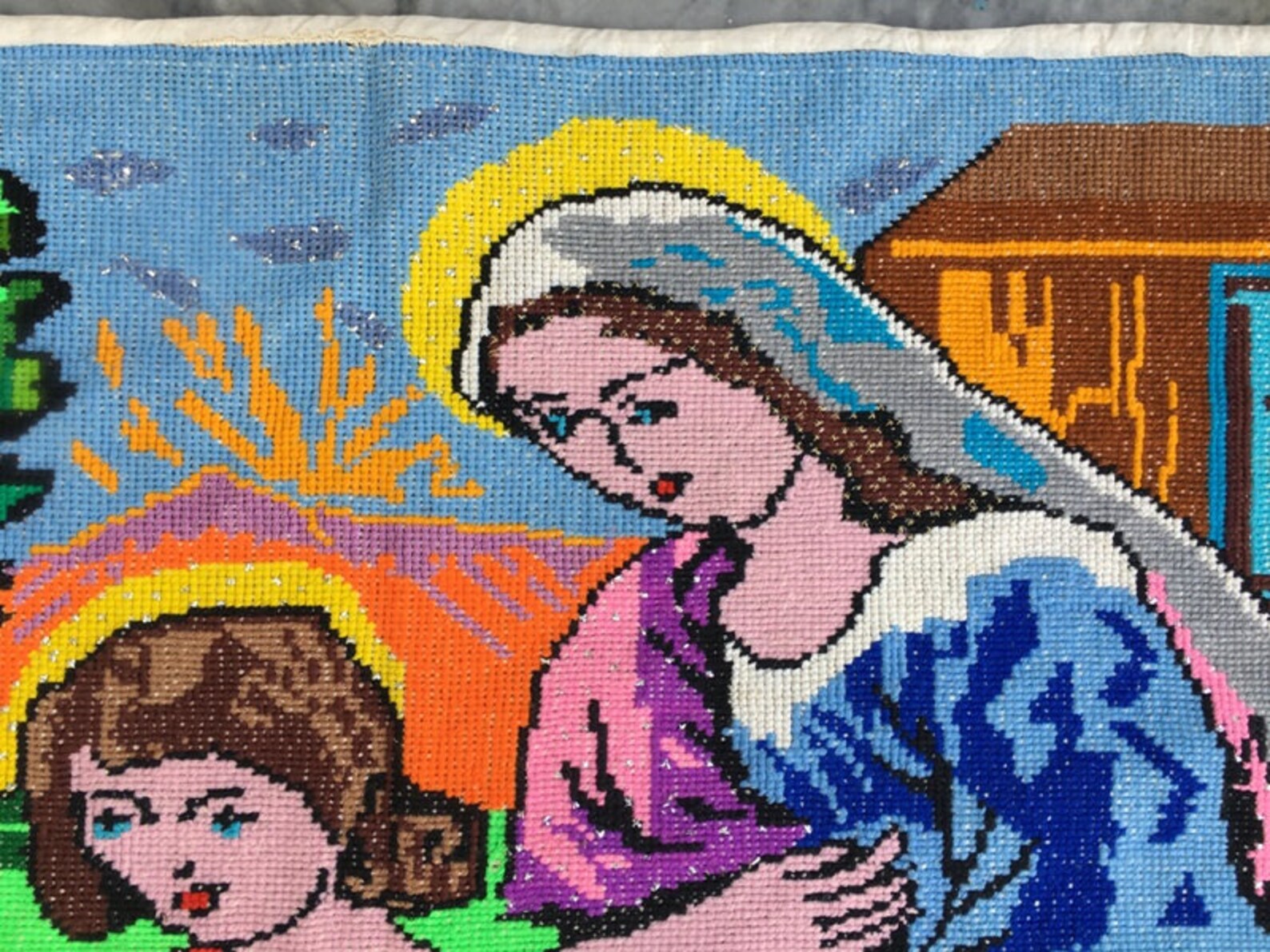 2x4 Vintage Tapestry Pictorial Handmade Tapestry Religious - Etsy
