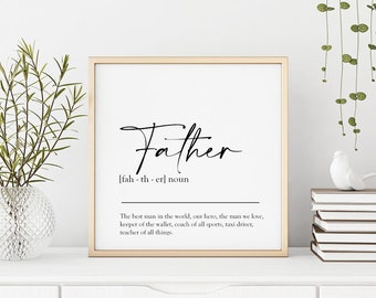 Father Definition Sign Dad Gift laser Engraved Wooden Sign fathers Day ...