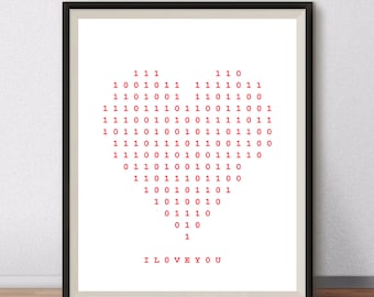 Binary I Love You - Etsy