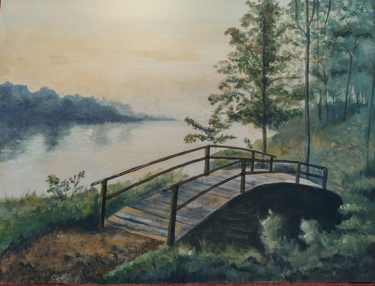 Original Painting, Acrylic Painting, Country Scene, Bridge Scene - Etsy