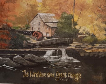 Original Painting, Acrylic Painting, Country Scene, Bridge Scene - Etsy