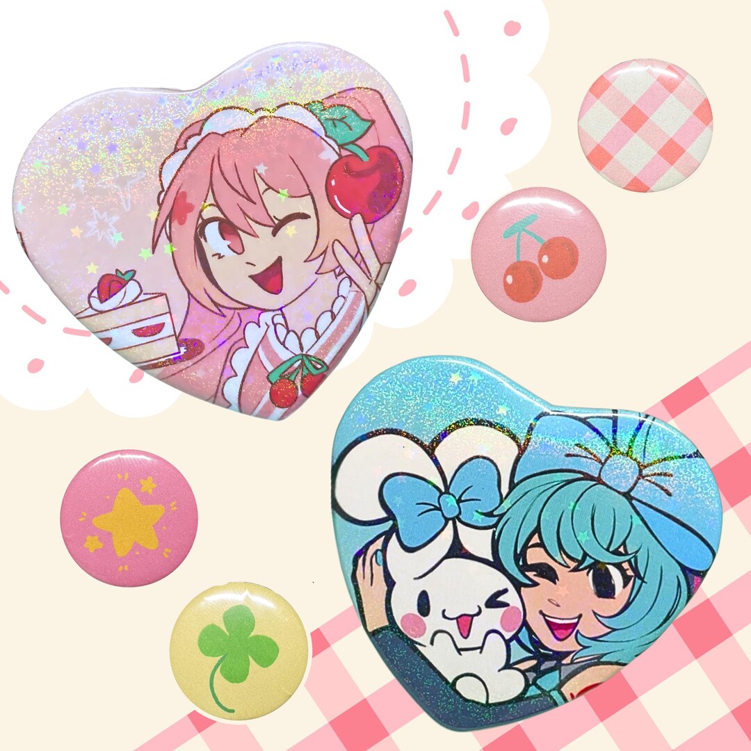 Miku Heart Pins & Filler Buttons - Etsy