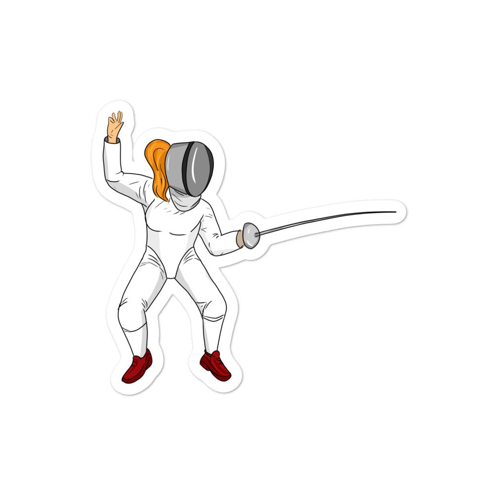 Fencing Sticker With Left-handed Fencer Girl En Garde. Fencing Athlete ...