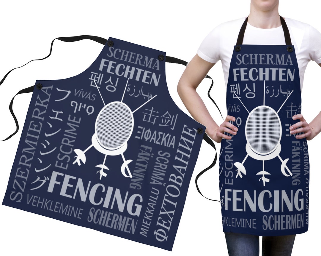 Gift for Fencer - Cooking Apron With Fencing Mask and Crossed Epee ...