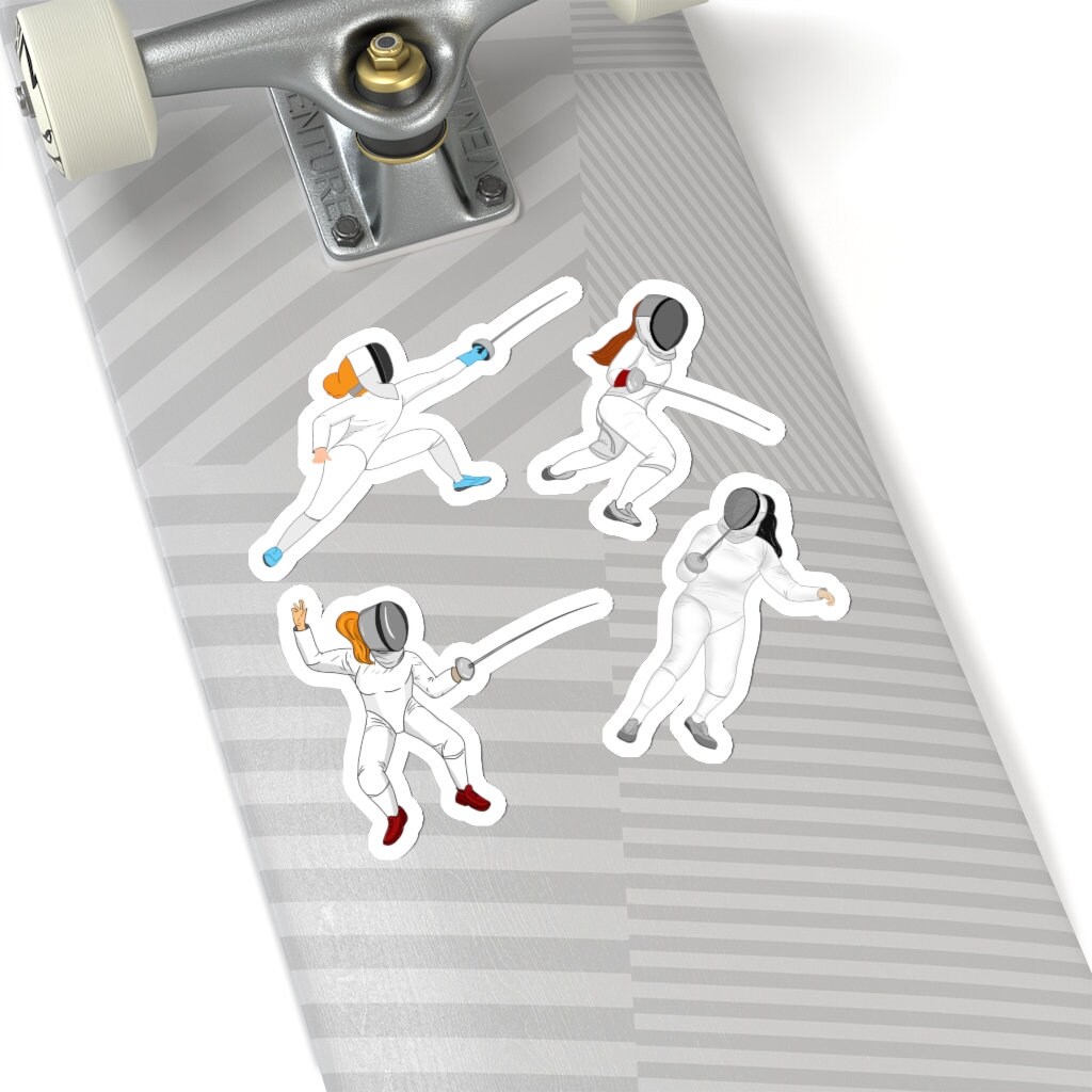 Fencing Stickers Set Fencer Girls and Women Cartoons. Original Fencing ...