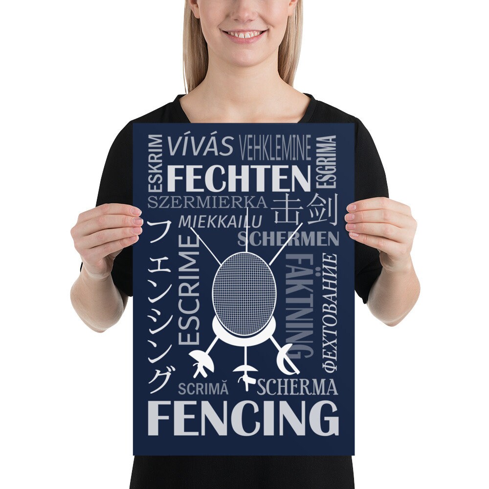 Fencing Poster Featuring Mask, Weapons and Word Fencing in Different ...