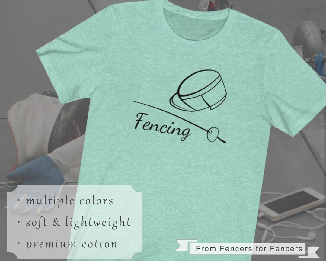 Fencing Gift: Elegant Premium Jersey T-shirt With Mask and Sword for ...
