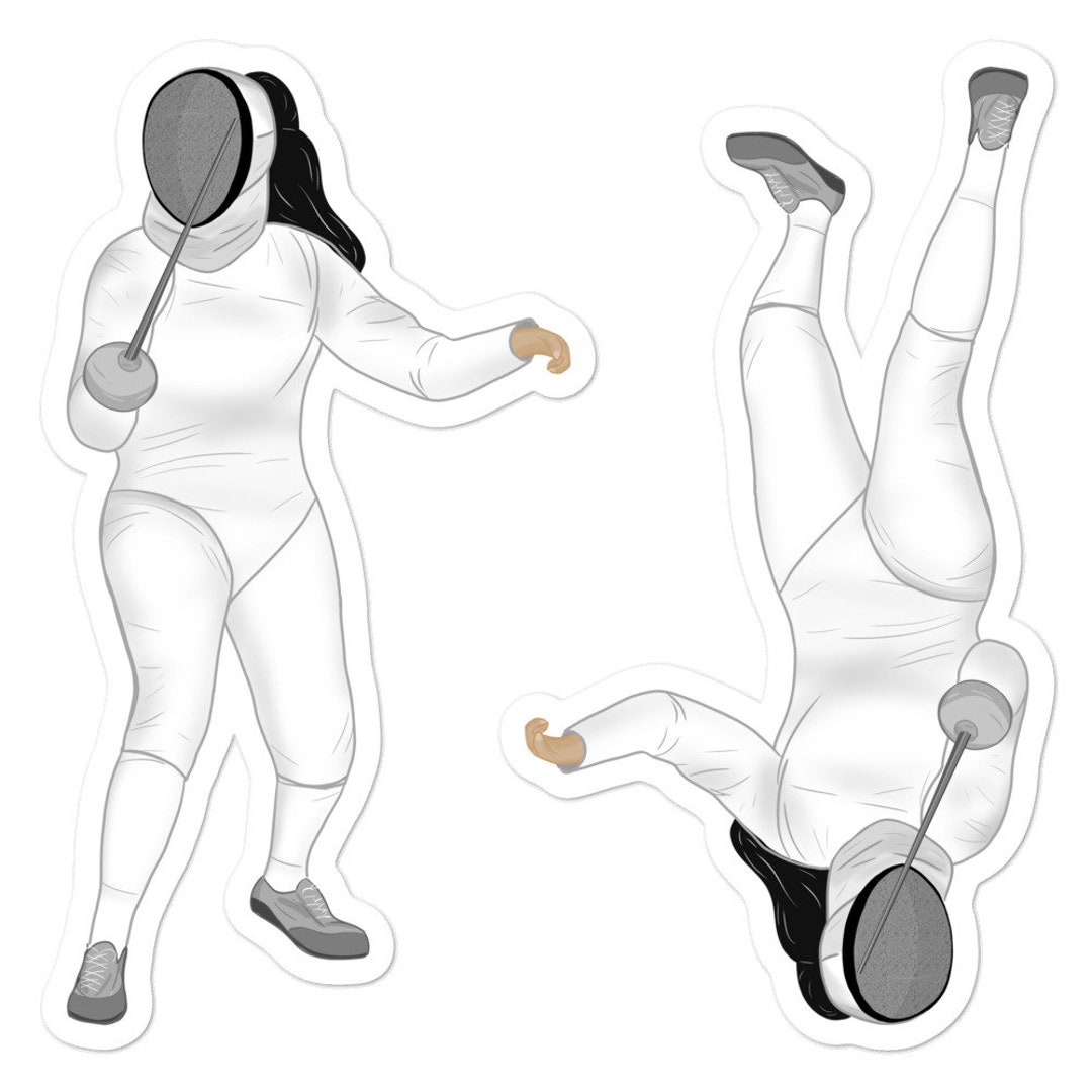 Double Sticker Epee Fencer Cartoon Drawing From a Fencing Competition ...