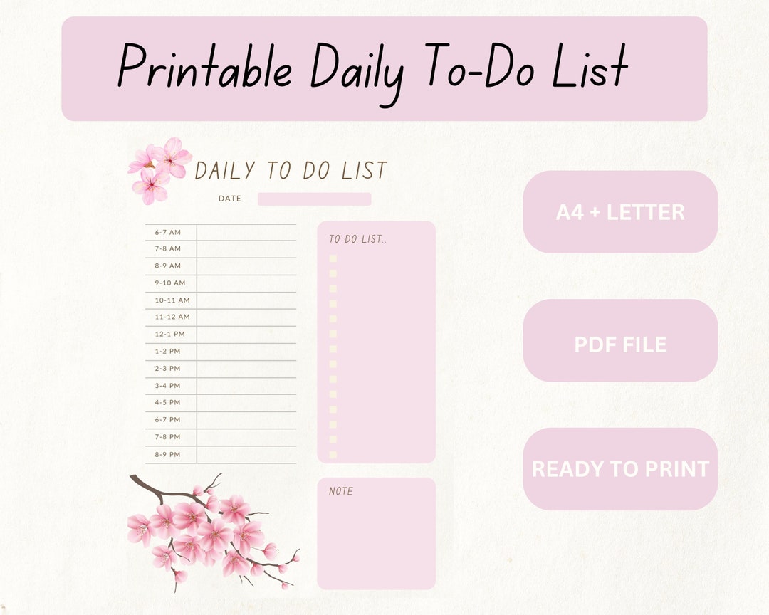 Printable Pink Pastel Daily To-do List Daily To-do Pdf Planner ...