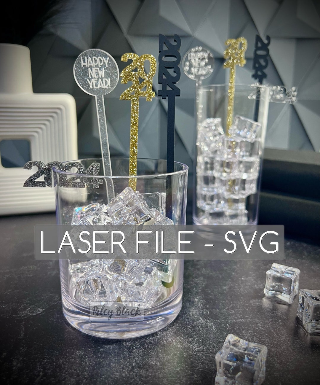 DIGITAL DOWNLOAD New Year's Eve Drink Stirrers Svg, Two Sizes, 2024 ...