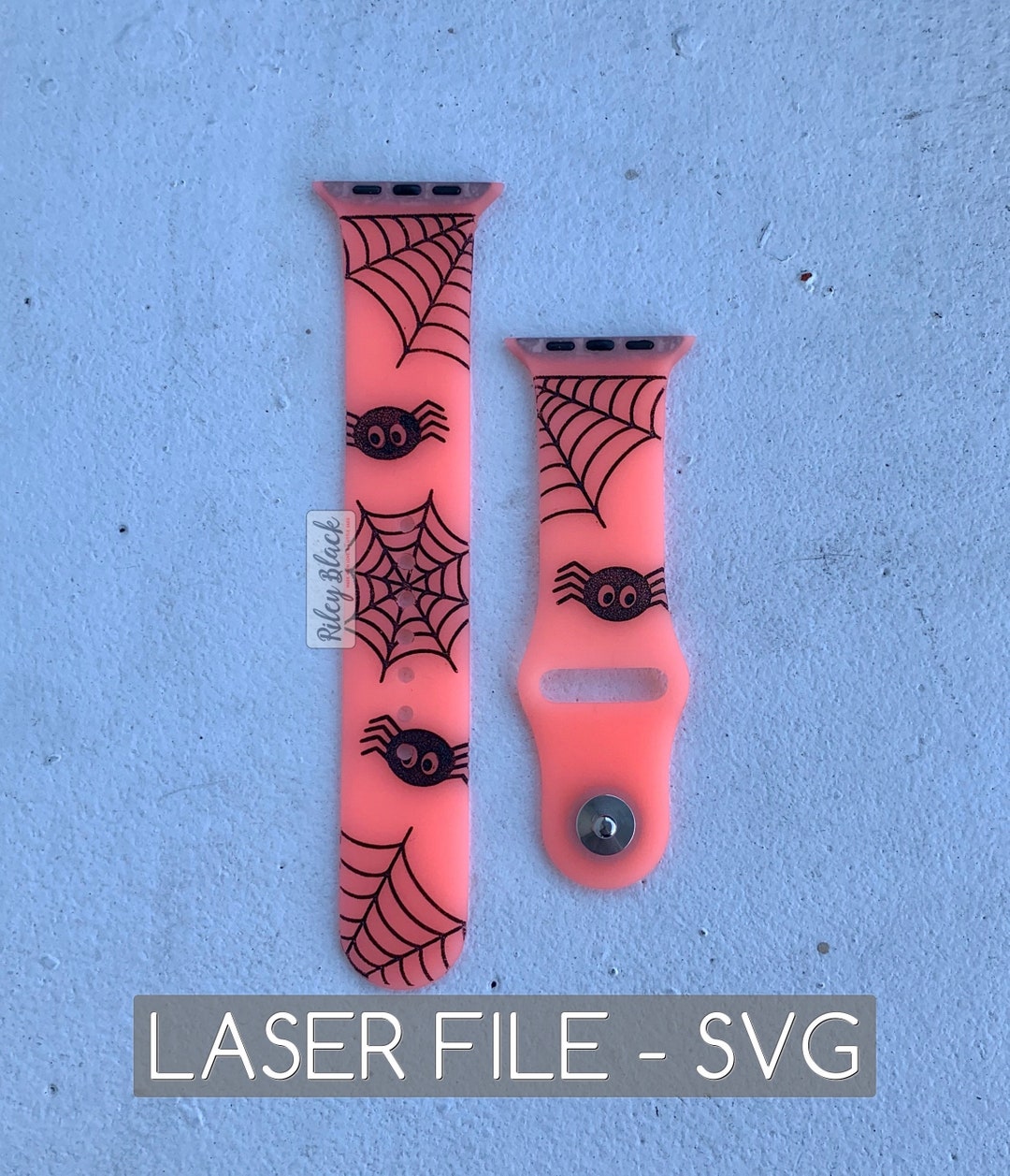 DIGITAL DOWNLOAD Hand-drawn Spider and Spiderwebs Engraved Watchband ...