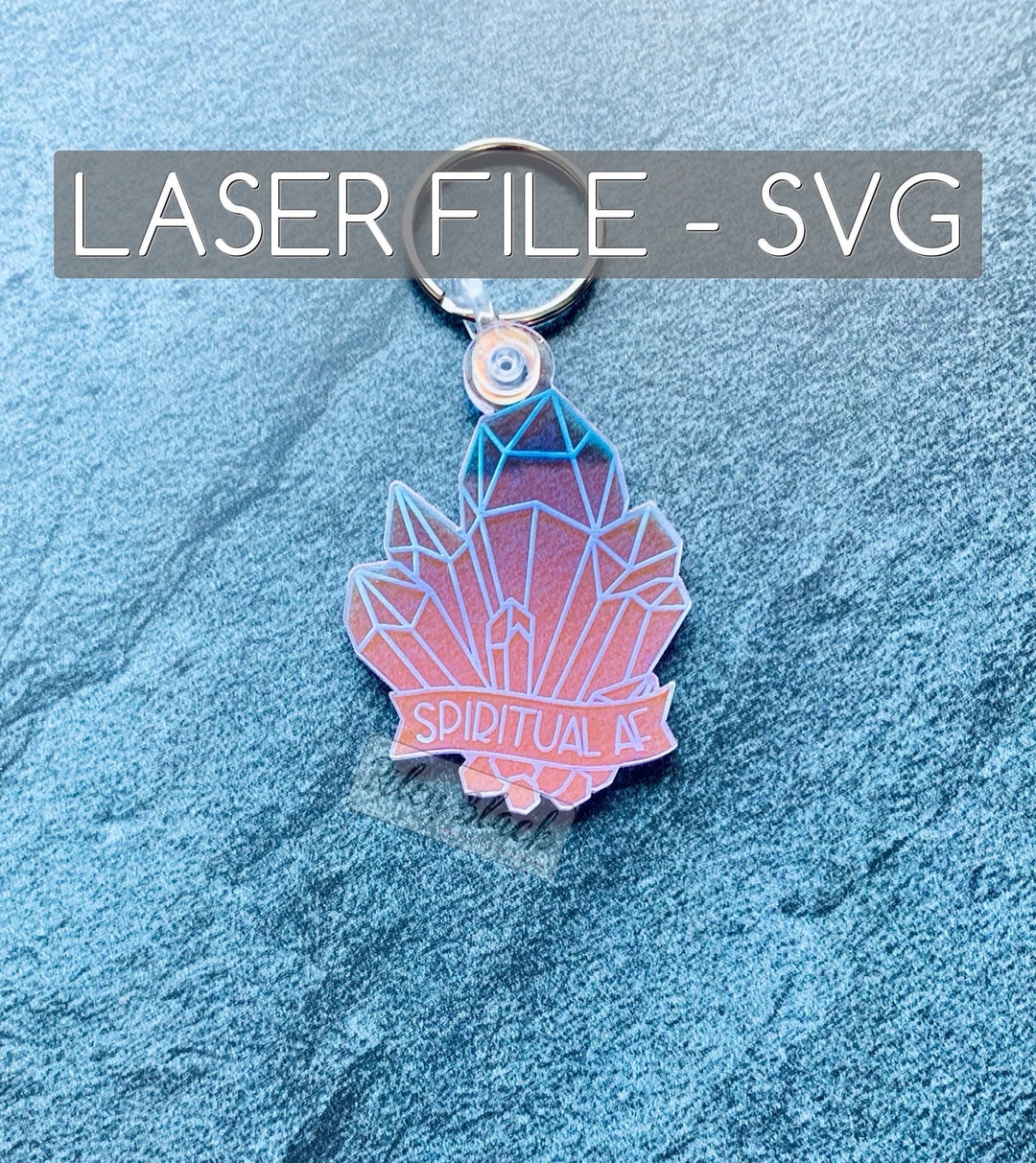 DIGITAL DOWNLOAD Hand-drawn Crystal Cluster "spiritual Af" Keychain Svg ...