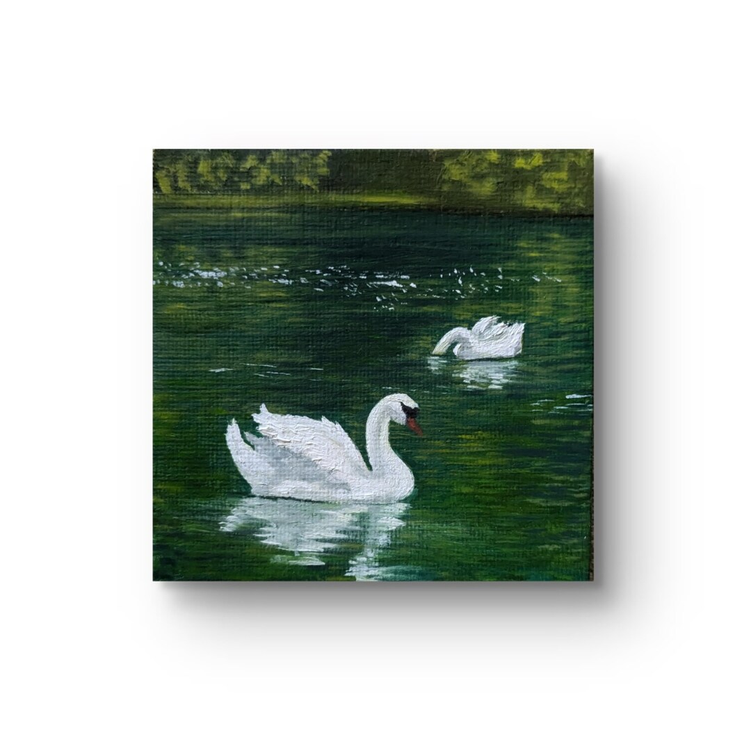 Swan Print, Swans in Love, Fine Art Print, 4x4 Print, Swan Art, Bird ...