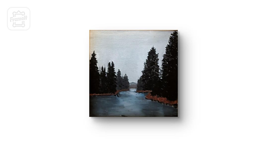 Fall Print, 4x4 Print, River Art, Moody Landscape Print, Moody Fall ...