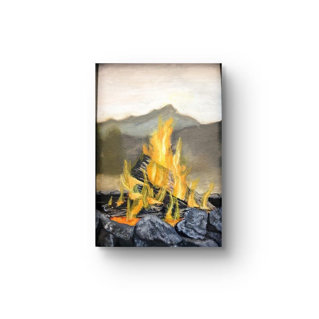 Campfire Print, Fall Print, Fire Art, Fall Art, Autumn Print, Camping ...