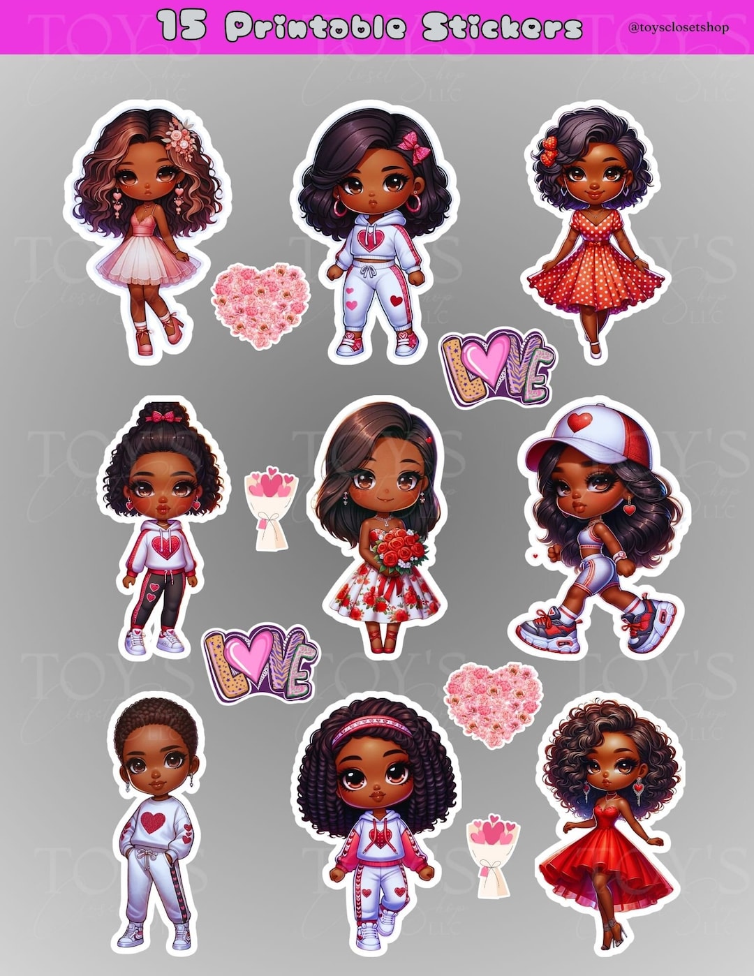 African American Stickers Goodnote Precrop Stickers Afro Girl Love ...