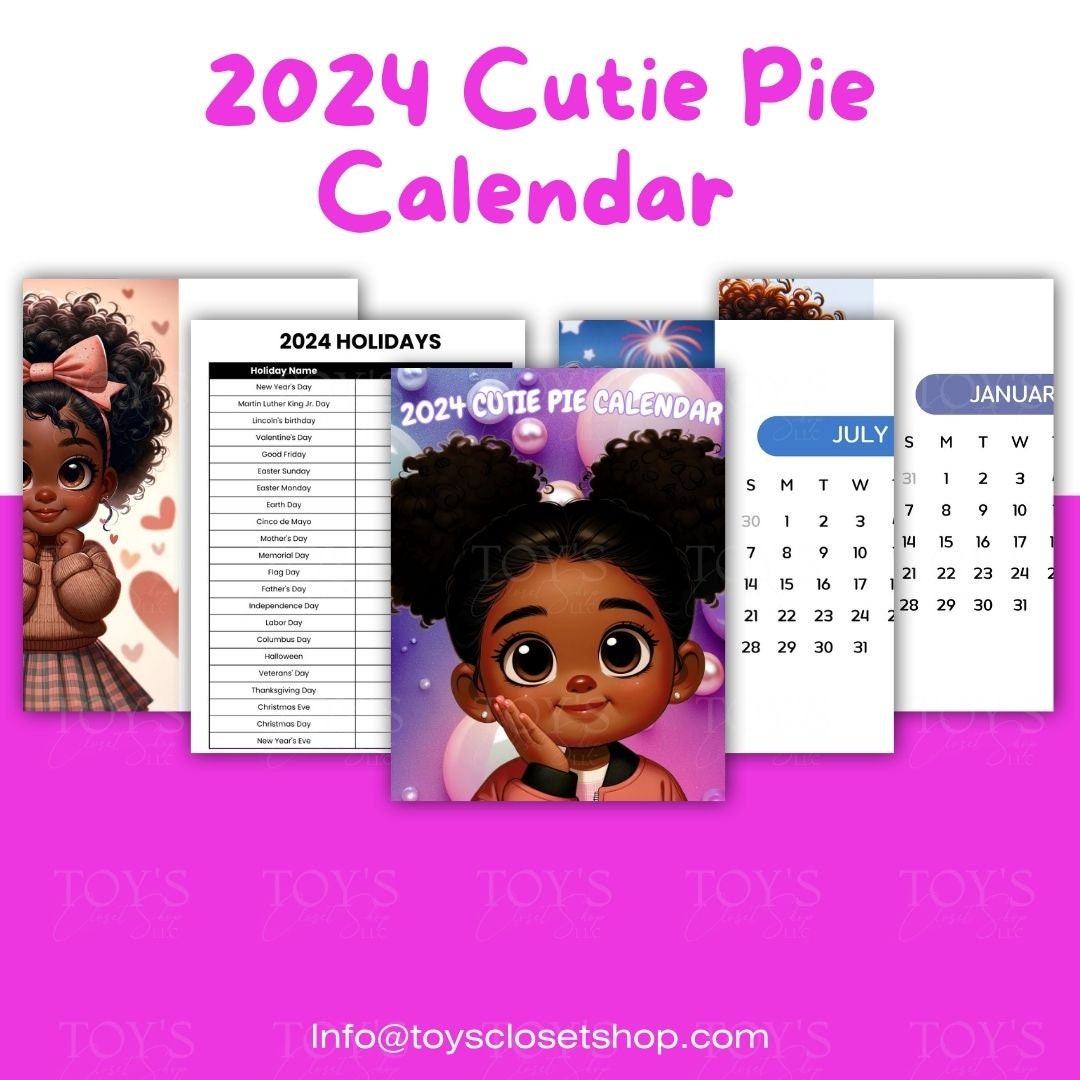 Executive Pie Calendar 2024 African American Little Girl Art Bonus ...