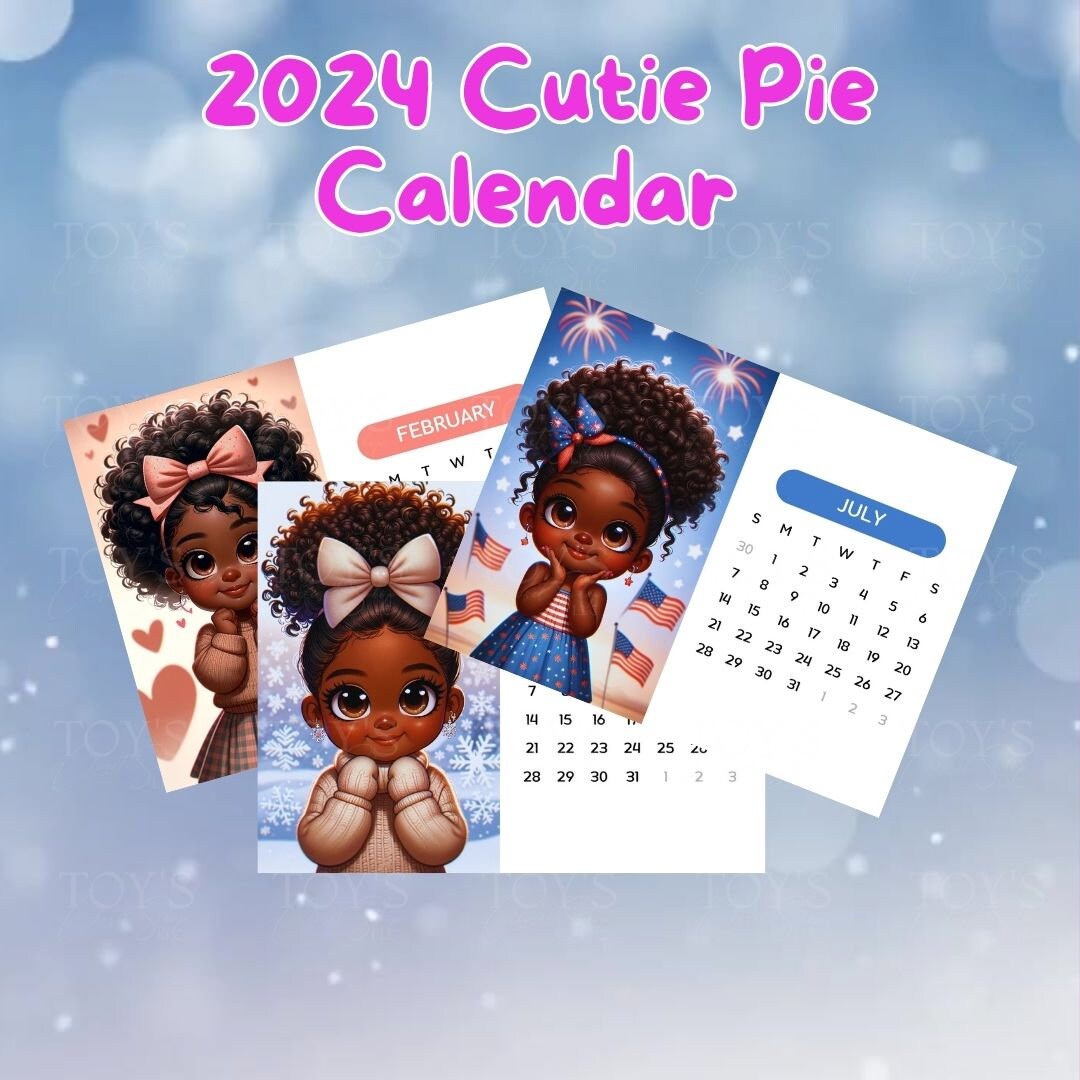 Executive Pie Calendar 2024 African American Little Girl Art Bonus ...