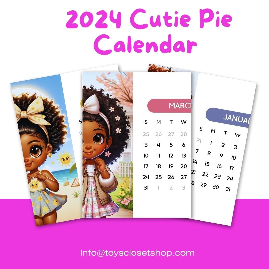 Executive Pie Calendar 2024 African American Little Girl Art Bonus ...