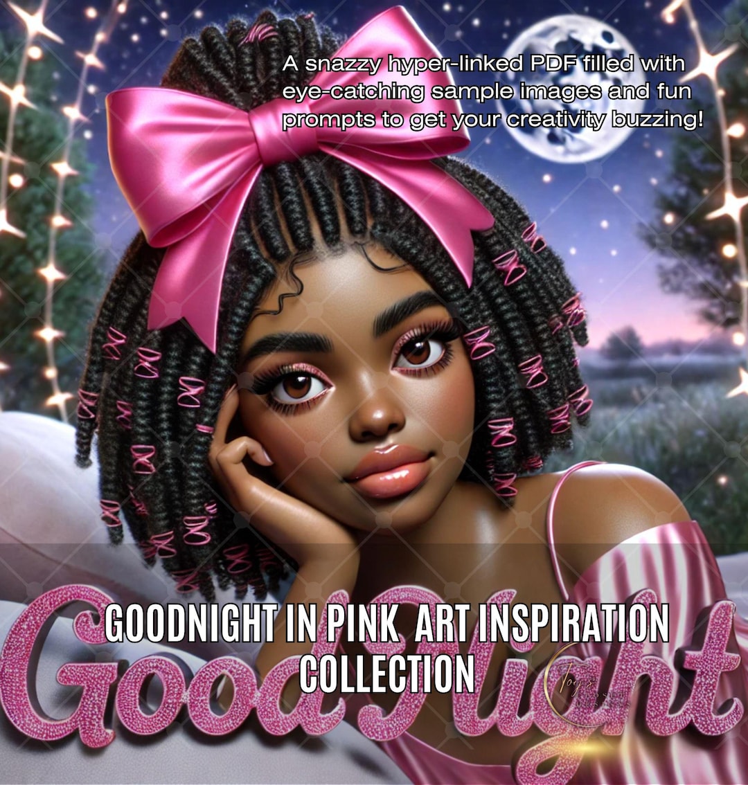 Goodnight in Pink Digital Art Inspiration Set, 12 Artistic Prompts ...