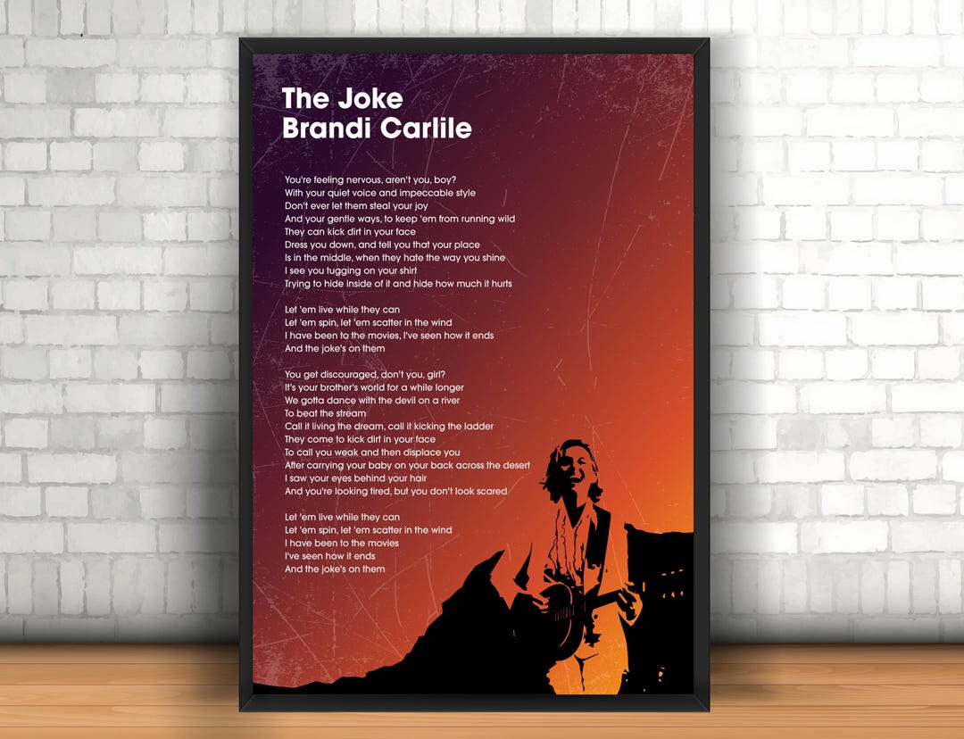 Brandi Carlile - the Joke Lyric Poster A3 - Etsy