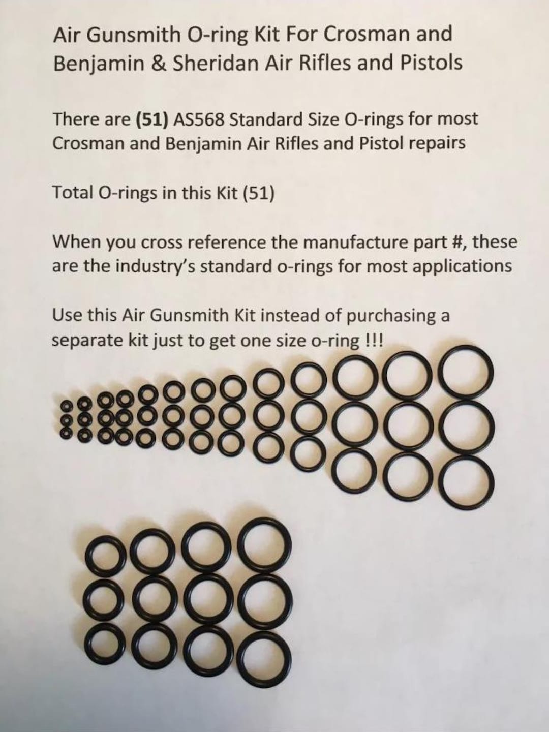 O-rings for Rebuilding Airguns BB Pellet Rifles and Pistols, (51) O ...