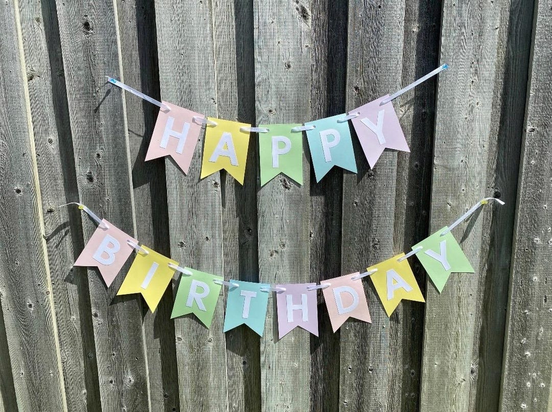 Pastel Rainbow Happy Birthday Banner - Etsy