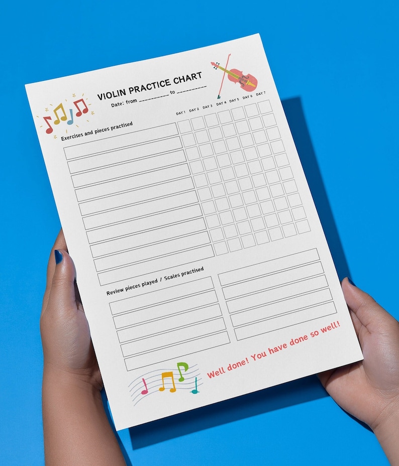 Violin Music Practice Chart - Learning the Violin Chart - Etsy