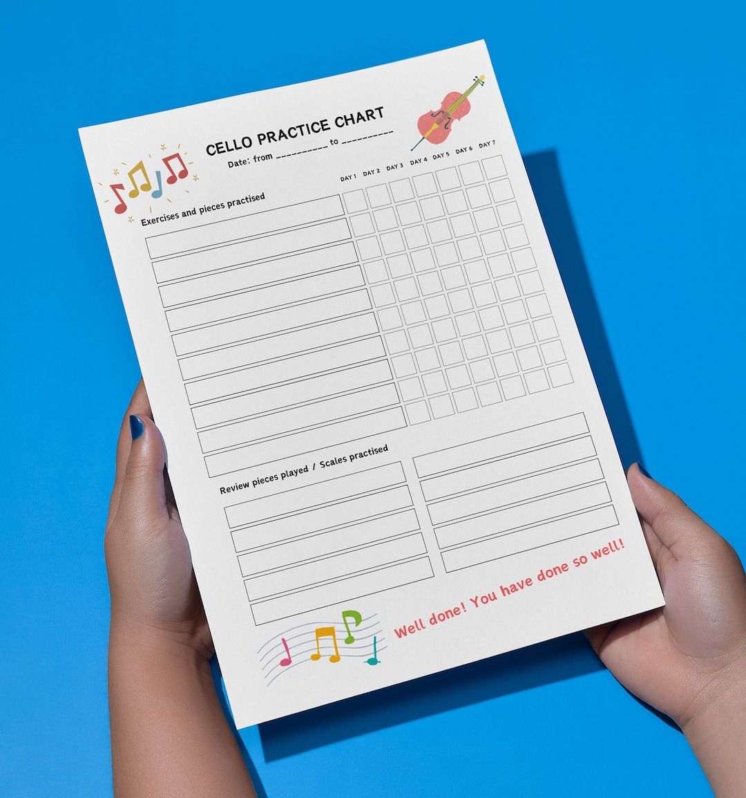Cello Music Practice Chart | Learning the Cello Chart | Reward Chart ...