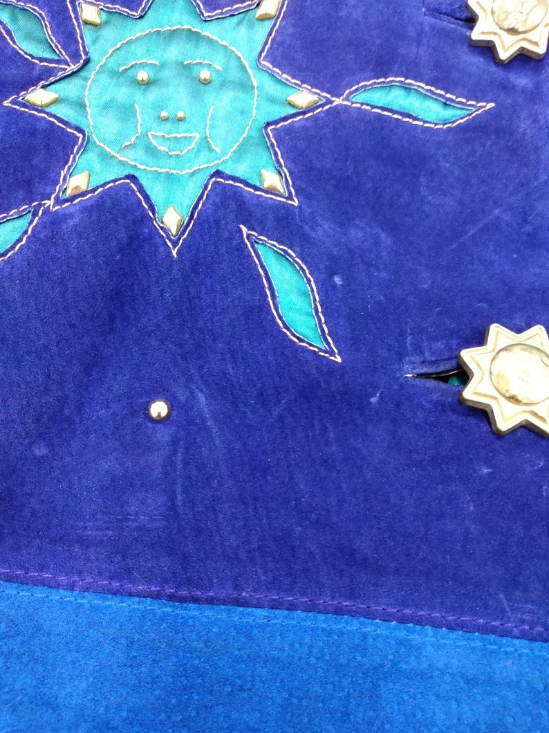 Vintage 80s Astrological Suns Moons Stars Color Block Suede | Etsy