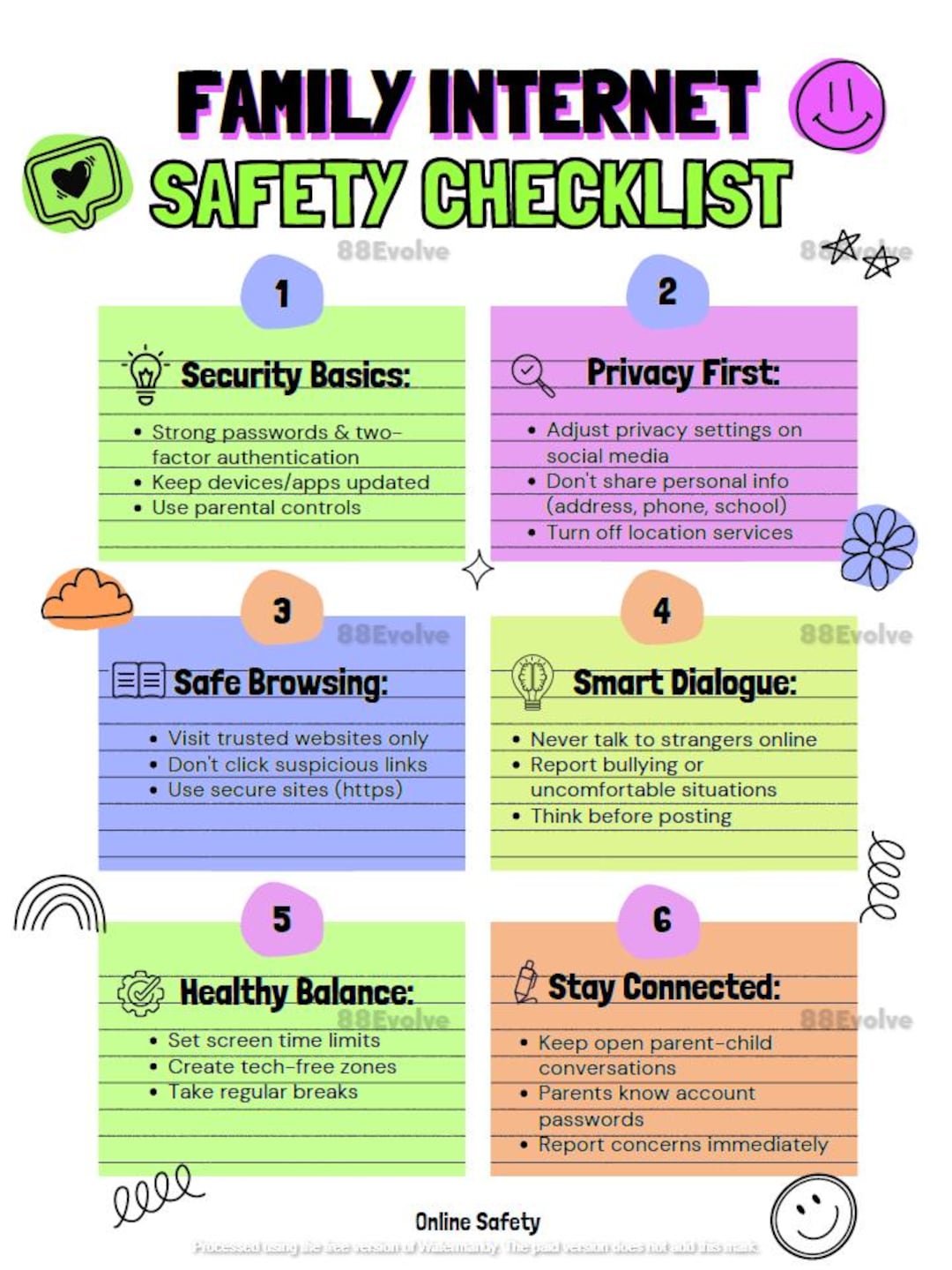 Printable Family Internet Safety Checklist | Online Safety Rules for ...