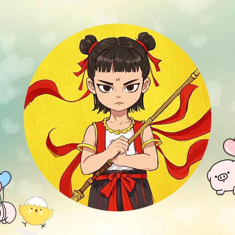 Ne Zha Round Backdrop Chinese Mythology Animated Film Nezha Birthday ...