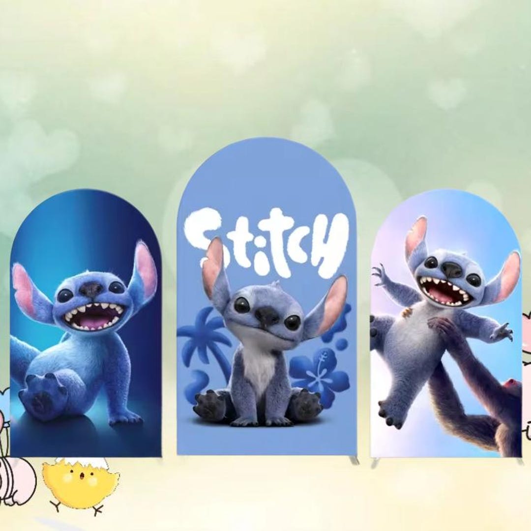 Lilo & Stitch Arch Backdrop Cover, Double Sided, Birthday Party Decor ...