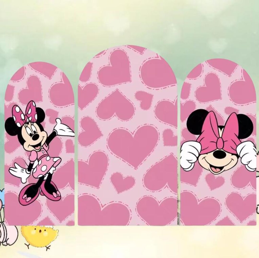 Minnie Mouse Arch Backdrop: Pink Cartoon Birthday Party Decor - Etsy