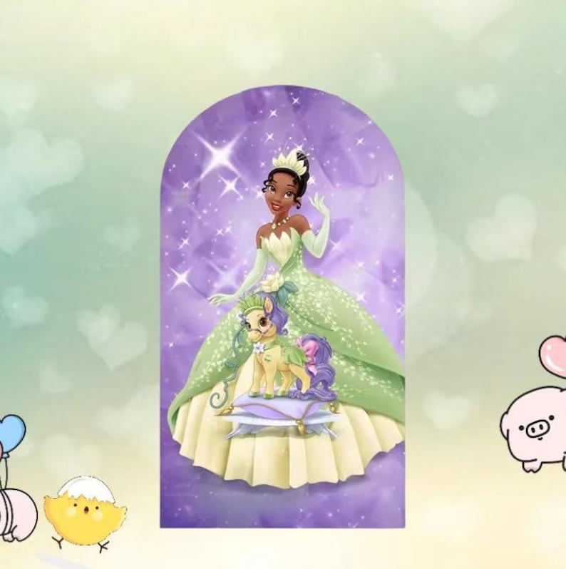 Princess Tiana Arch Backdrop Cover, Double Sided, Kids Birthday - Etsy