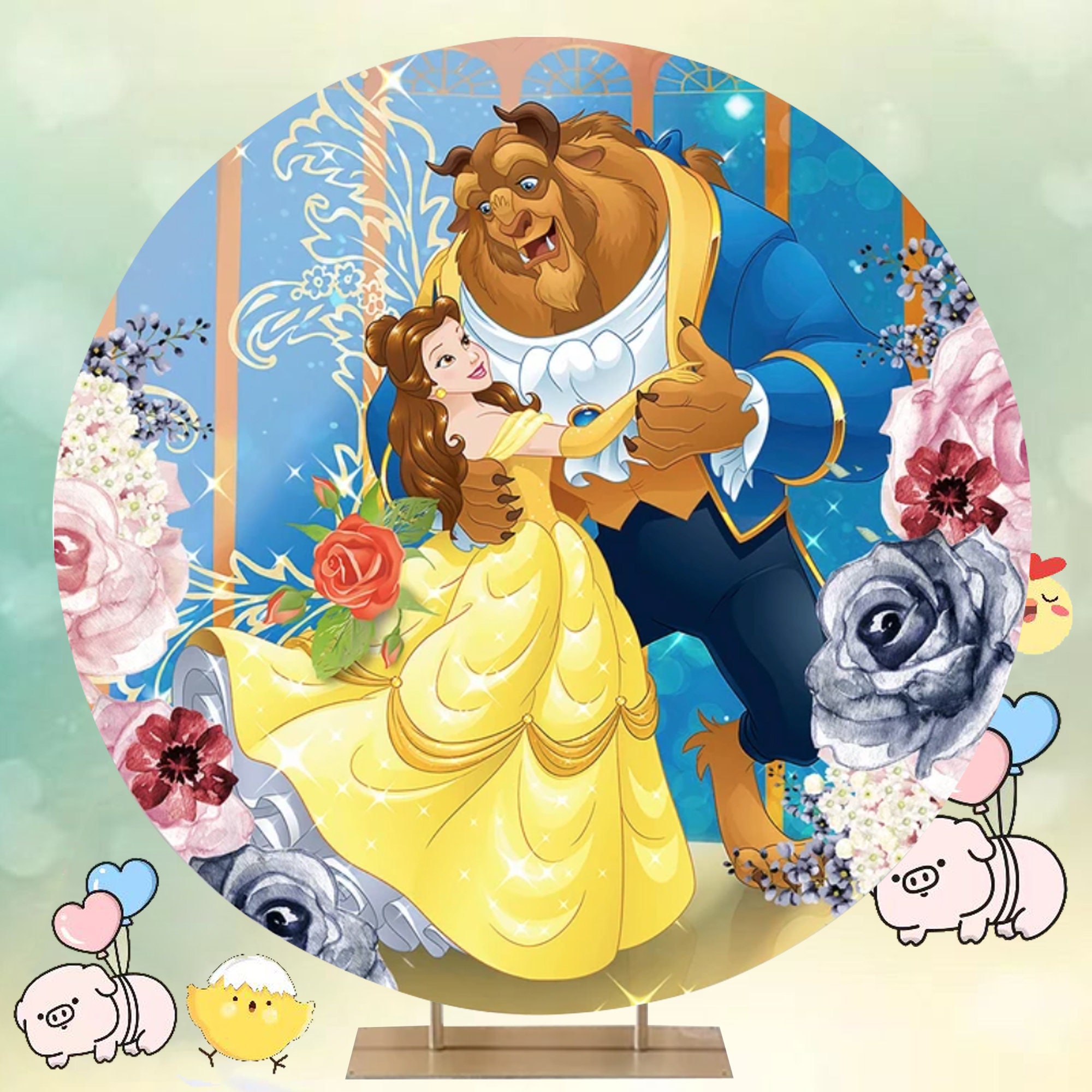 Beauty and the Beast Backdrop: Belle Birthday Party, Baby Shower - Etsy