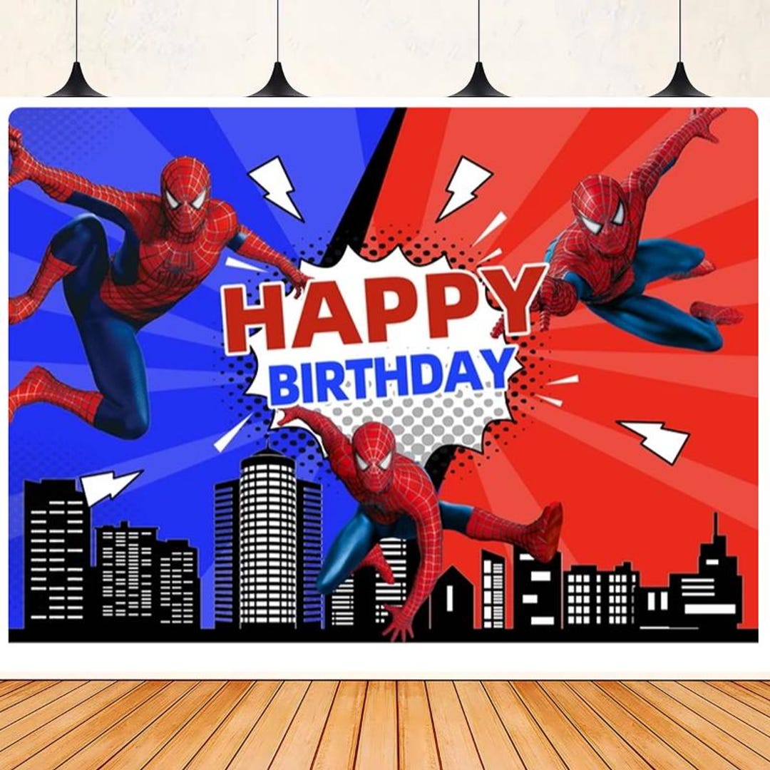 Spider-man Birthday Backdrop: Custom Boy Party Photography Background ...