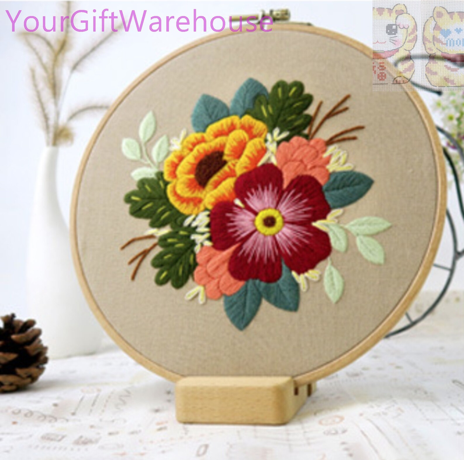 DIY Flower Embroidery Kit Hand Embroidery Kit Modern - Etsy