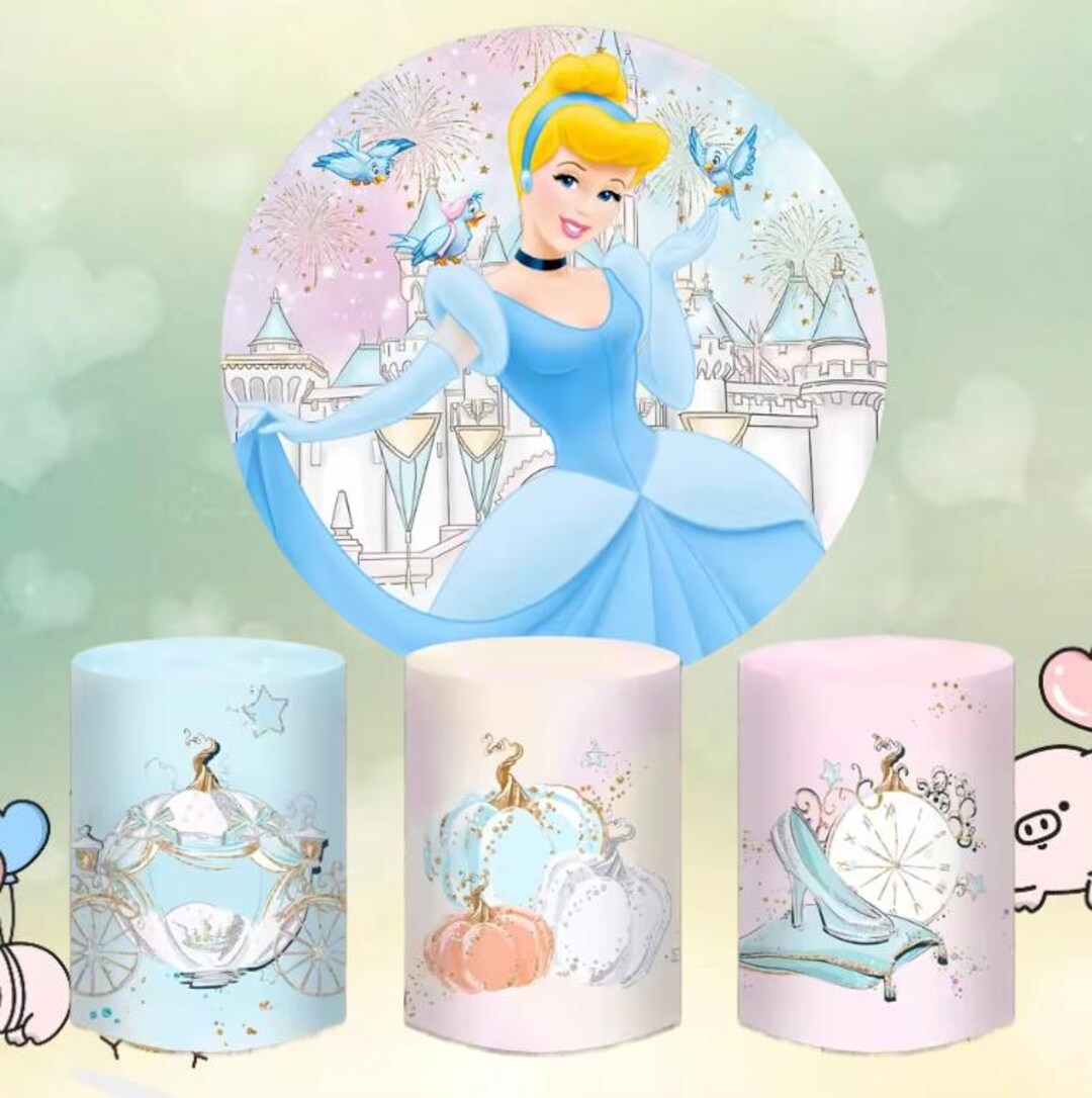 Cinderella Princess Round Backdrop: Birthday Party Photo Booth Banner ...