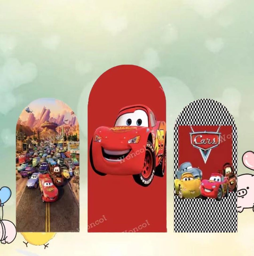 Cartoon Mcqueen Pixar Cars Arch Backdrop Double Side Cover Boy Birthday ...