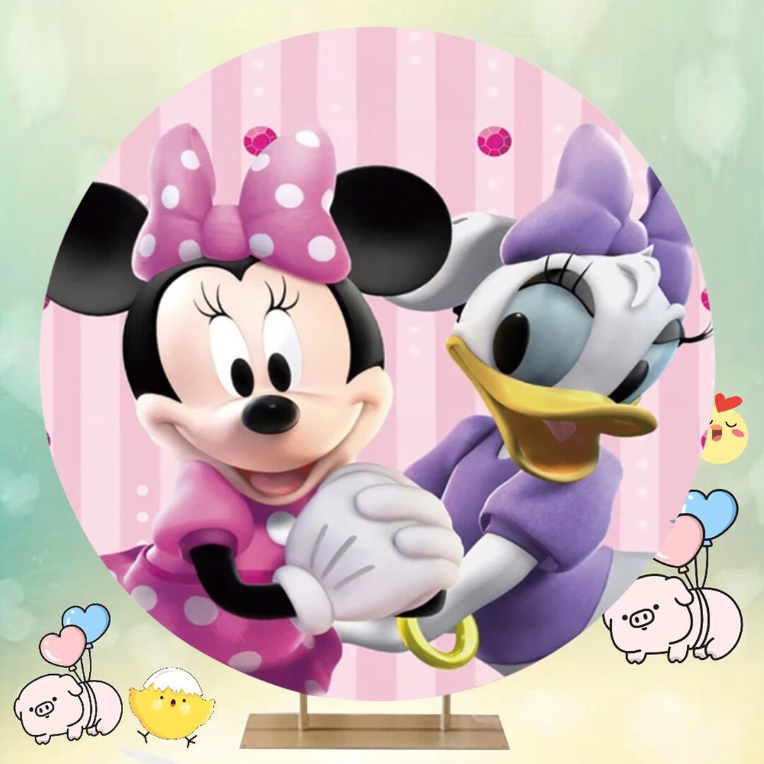Disney Mickey Mouse Donald Duck Happy Birthday Round Backdrops ...