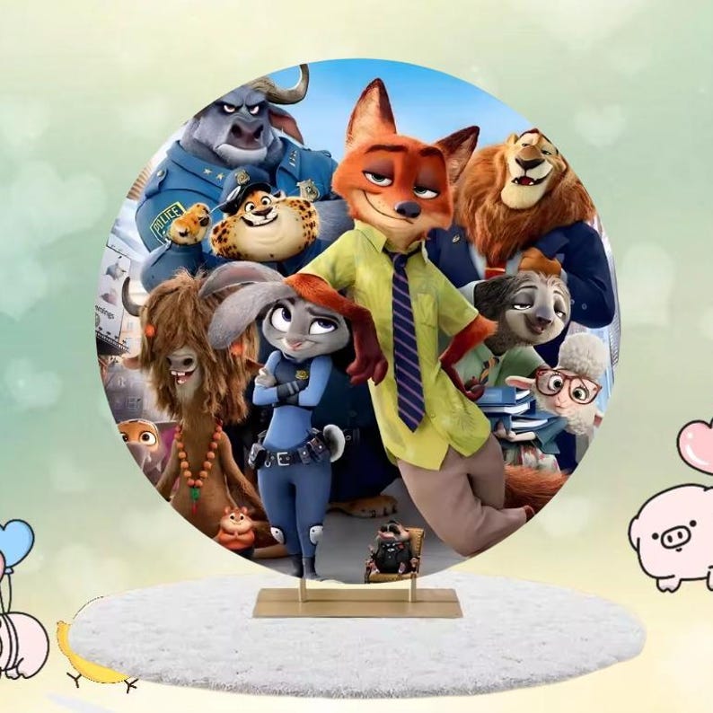 Zootopia Birthday Backdrop: Judy and Nick, Elastic Fabric Cover - Etsy