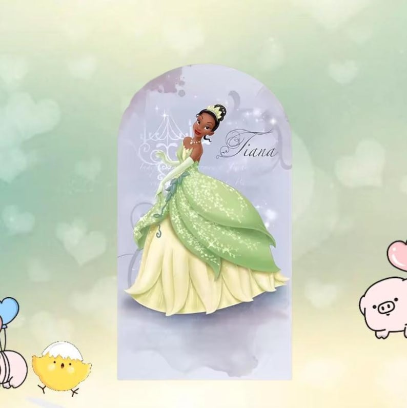 Princess Tiana Arch Backdrop Cover, Double Sided, Kids Birthday - Etsy