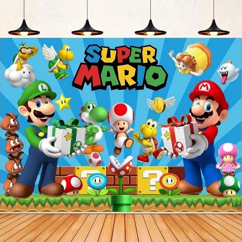 Super Mario Birthday Backdrop: Vinyl Photography Background, Custom ...