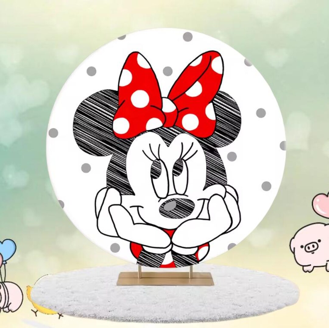 Mickey and Minnie Mouse Round Backdrop: Kids Birthday Party Decoration ...