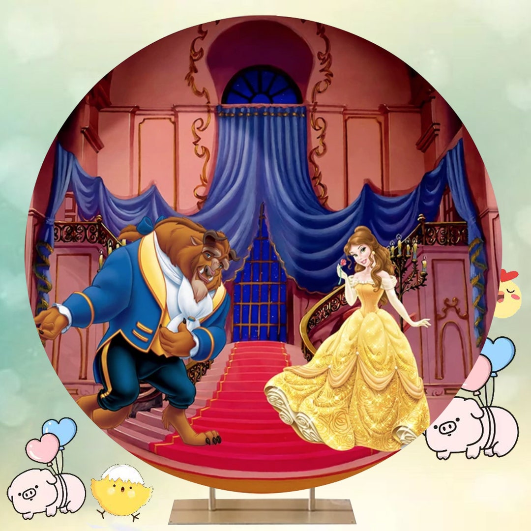 Beauty and the Beast Round Backdrop Disney Princess Belle Girls ...