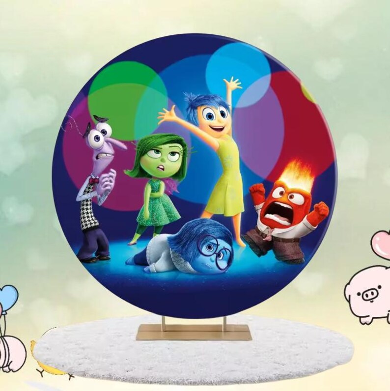Disney Inside Out Backdrop | Elastic Round Photography Background - Etsy