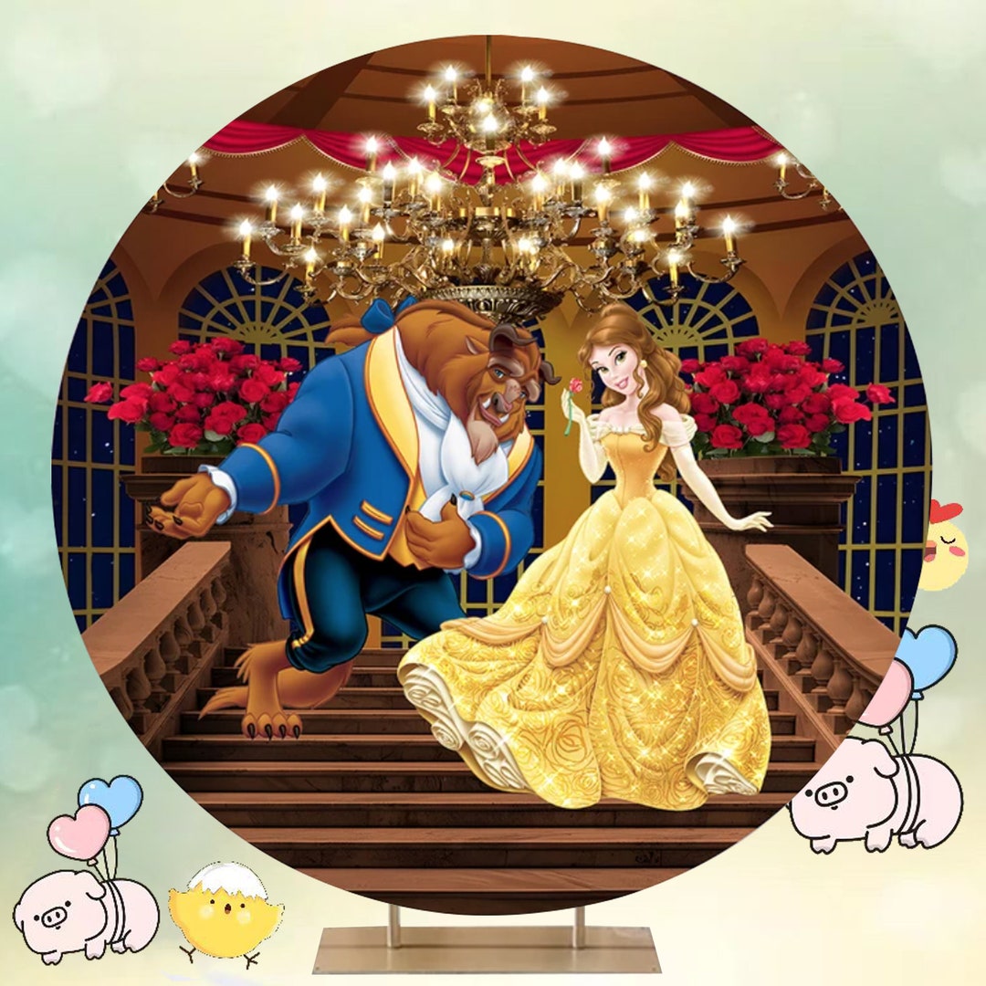 Beauty and the Beast Round Backdrop Disney Princess Belle Girls ...