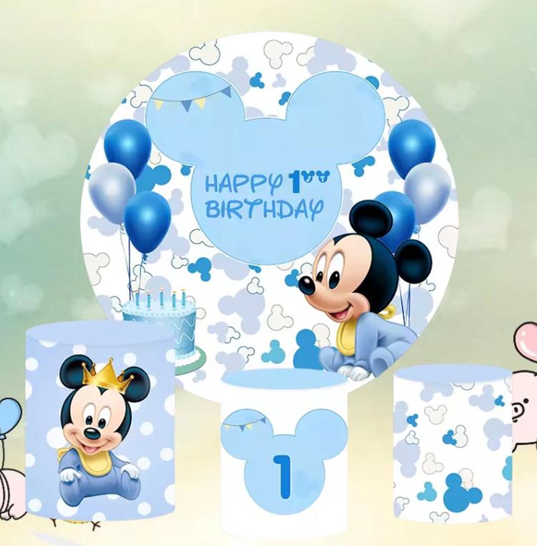 Mickey Mouse Round Backdrop Disney Customized Kids Birthday Party ...